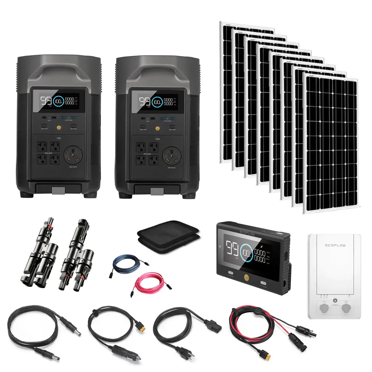 Total Solar Kit - 7.2kW 120/240V Output / 7.2kWh Battery Bank + 8 x ...